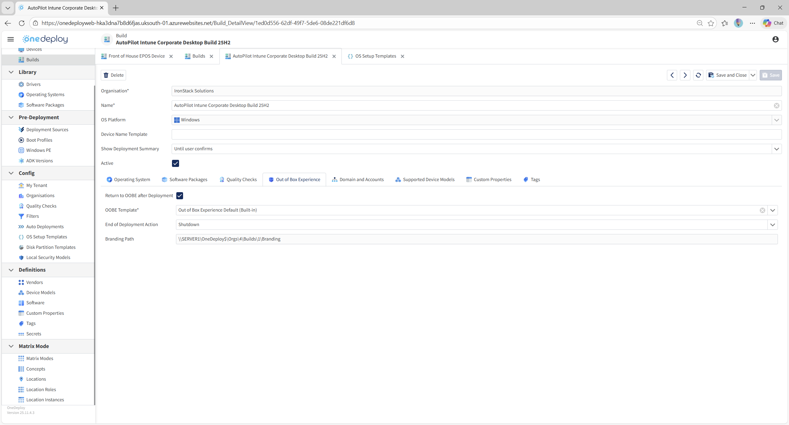 Configuring the Out of Box Experience - OneDeploy