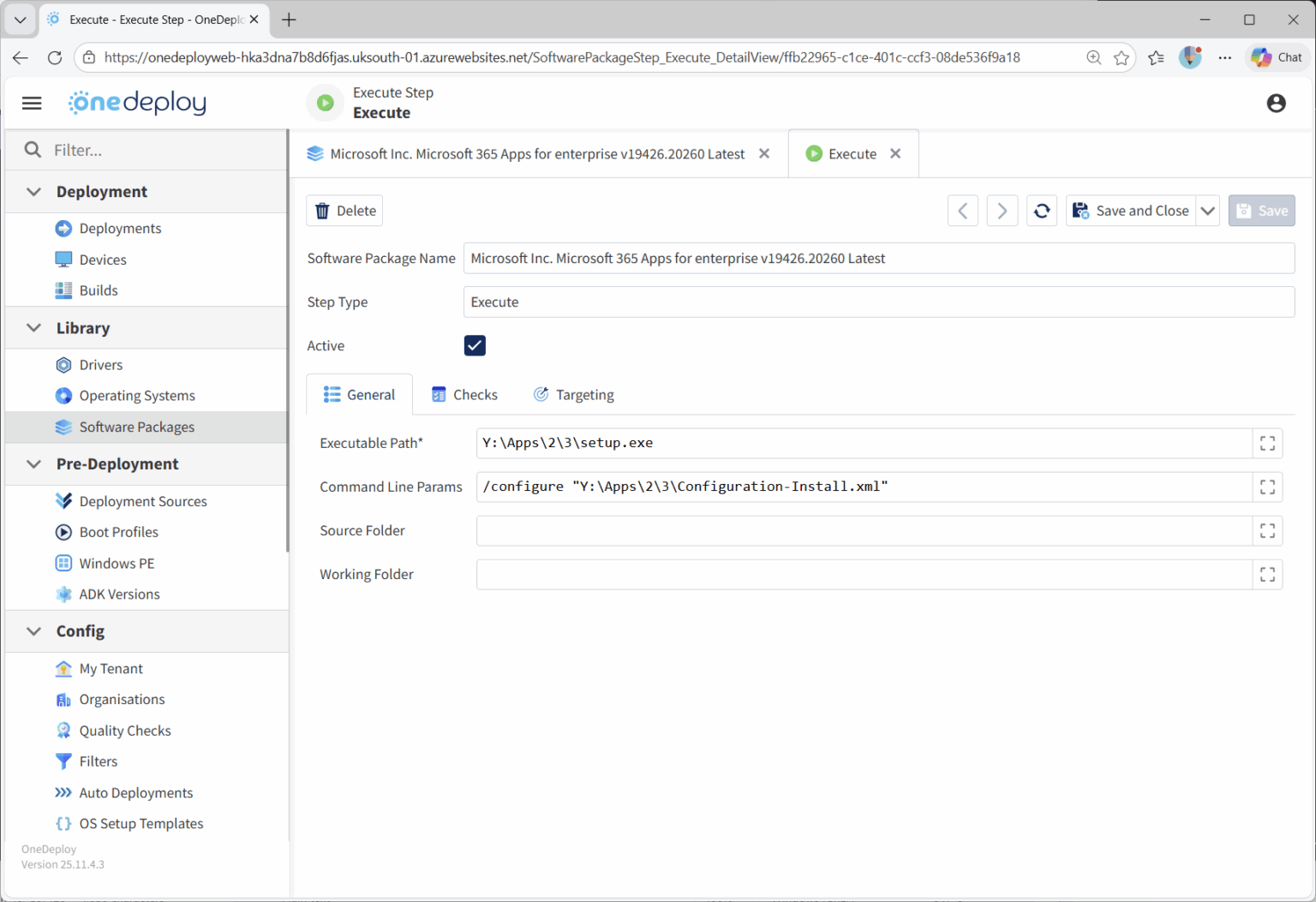 Software Package Steps - Execute - OneDeploy